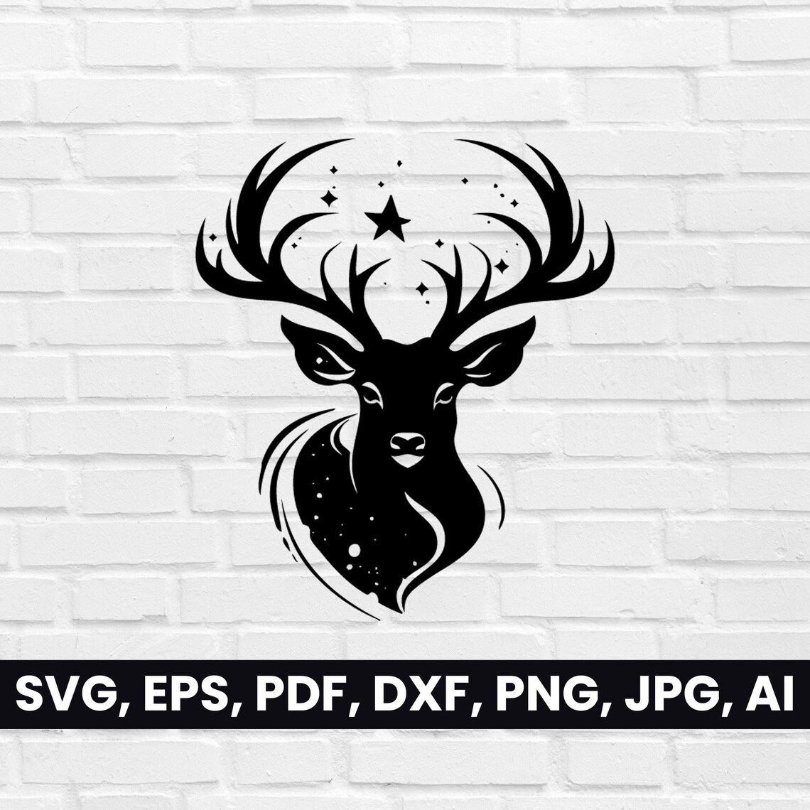 Deer Head Silhouette Stag Shape SVG Pdf Dxf Png Deer With - Etsy