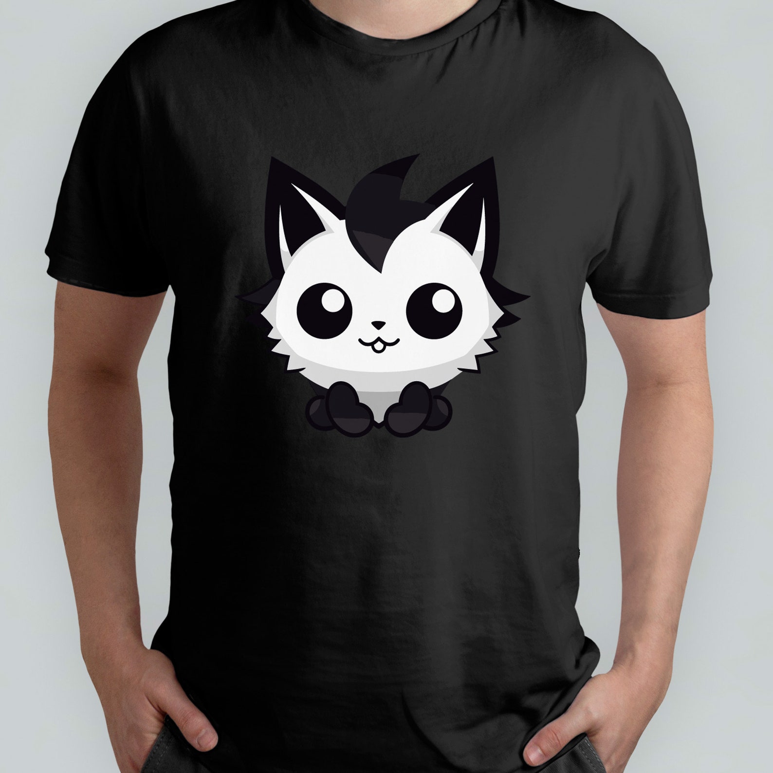 Cute Chibi Cat Silhouette Baby Kawaii Cat Illustration SVG - Etsy