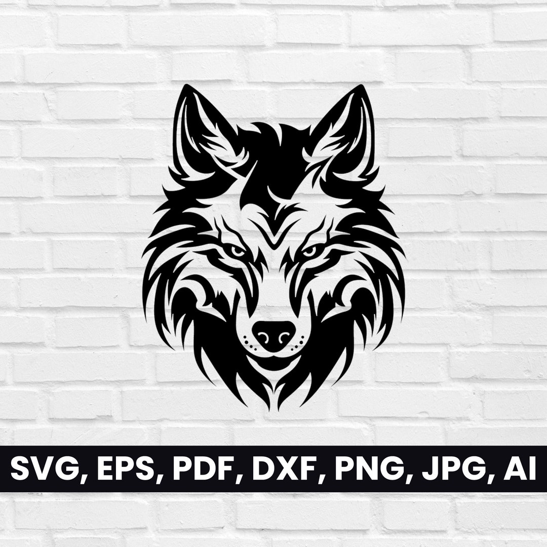 Wolf Head Silhouette, Wolf Face SVG, Pdf, Dxf, Png, Wolf Clipart, Wolf ...