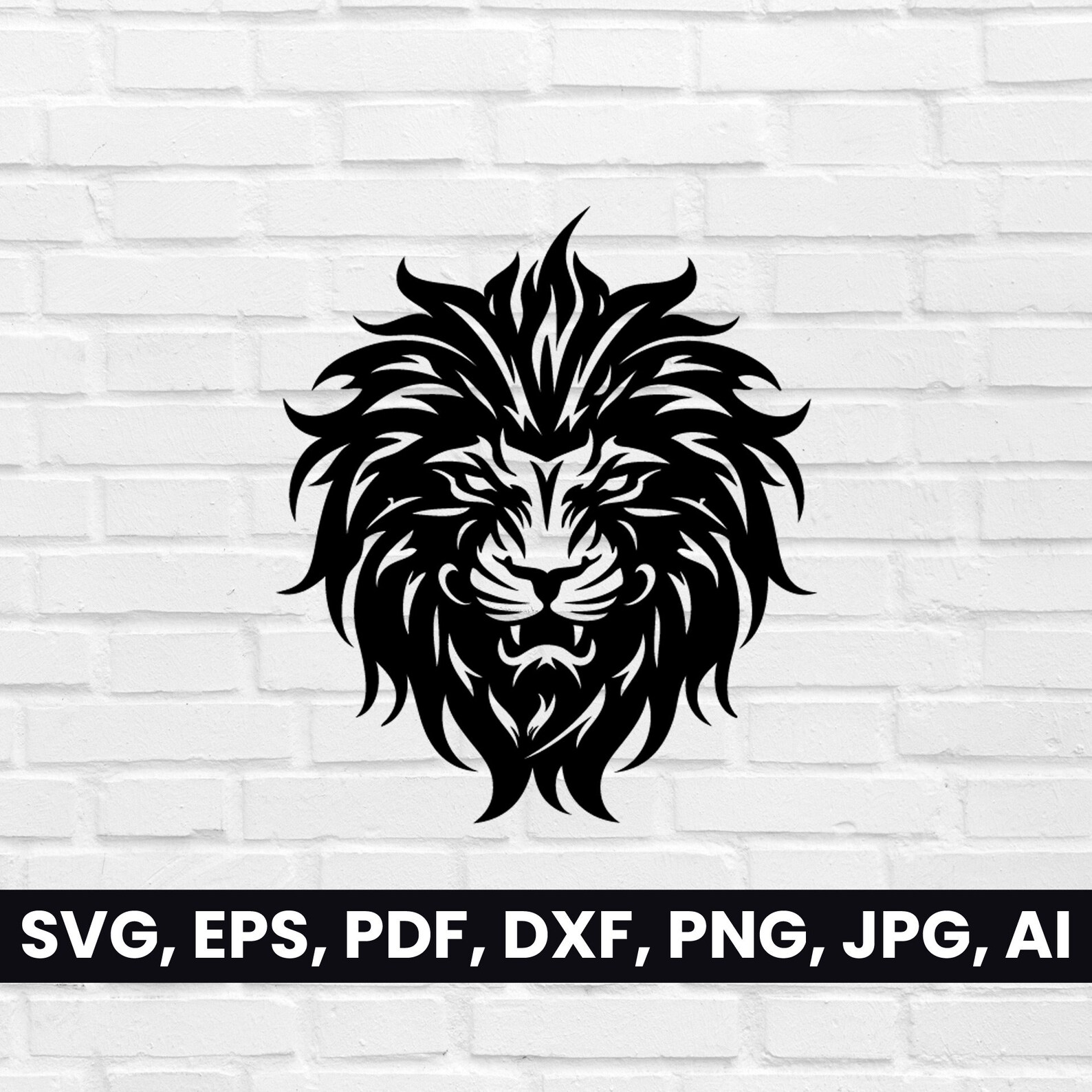 Lion Roaring Face Silhouette, SVG, Pdf, Dxf, Png, Clipart, Roar Lion ...