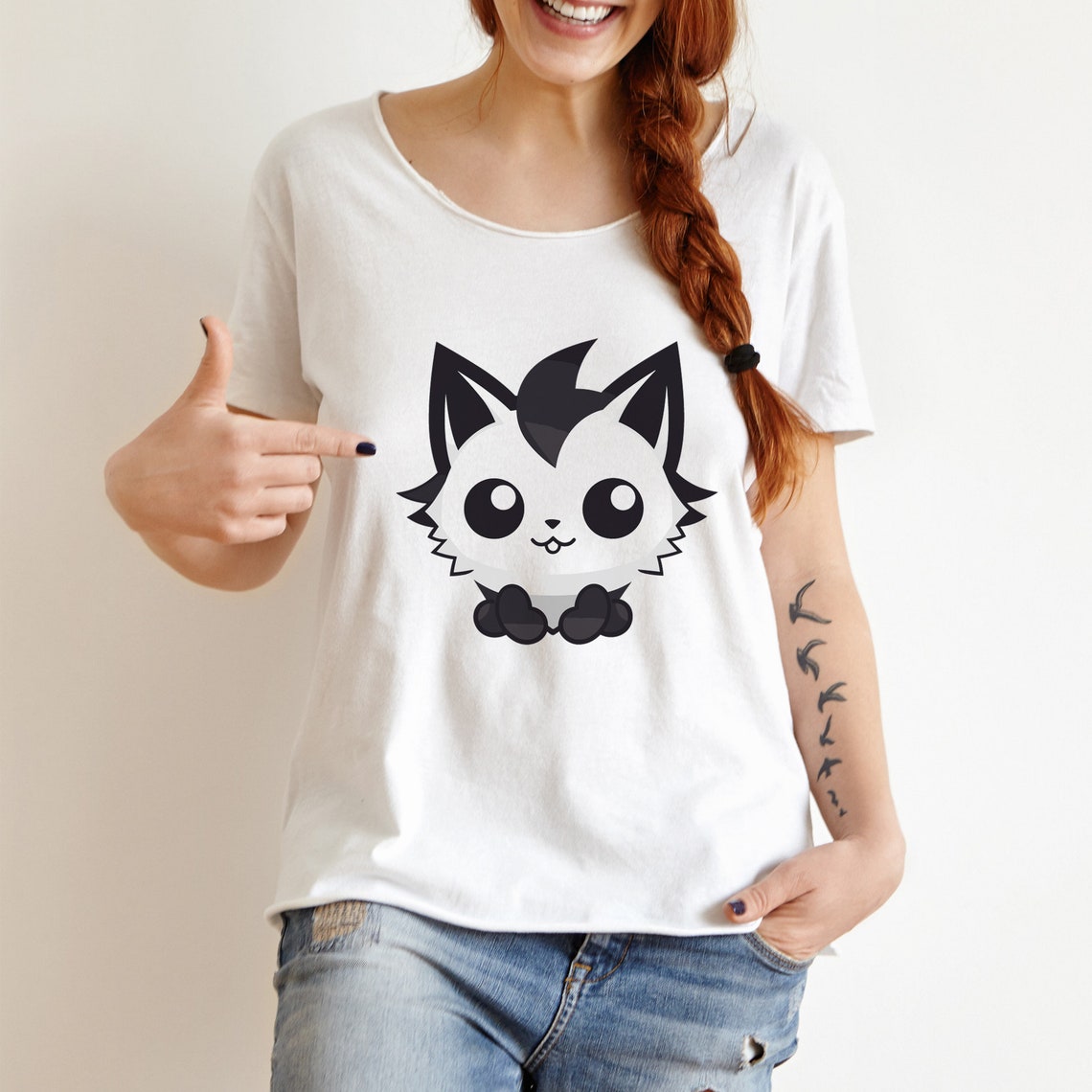 Cute Chibi Cat Silhouette Baby Kawaii Cat Illustration SVG - Etsy