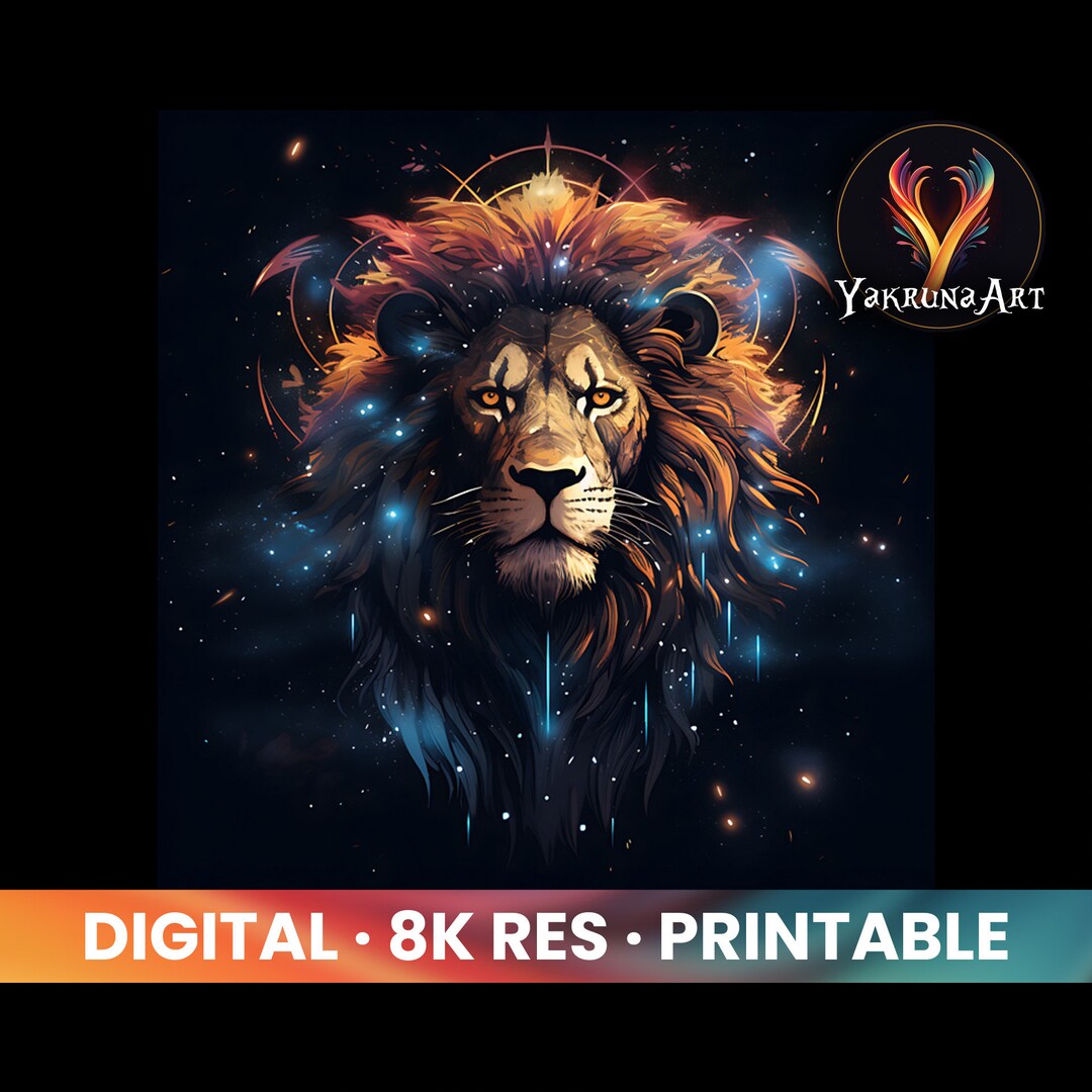 Lion Portrait Poster Color Painting T-shirt and Hoodie Digital - Etsy