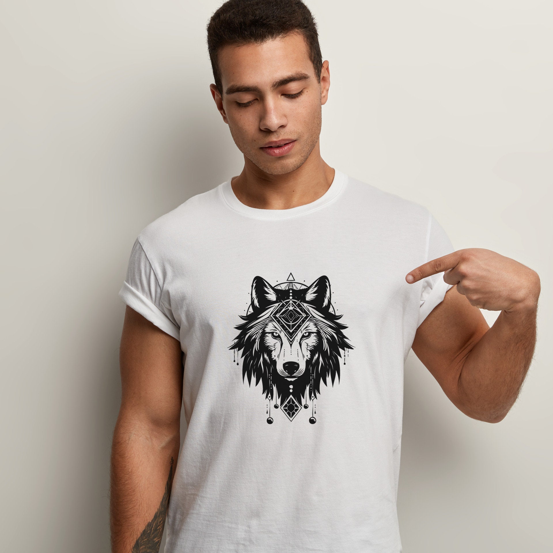 Wolf Face Shaman Silhouette SVG Pdf Dxf Png Wolf Clipart - Etsy