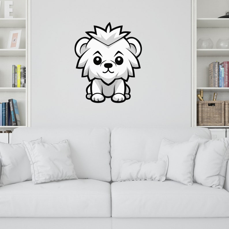 Cute Chibi Lion Silhouette, Baby Lion Kawaii Illustration, SVG, Pdf ...