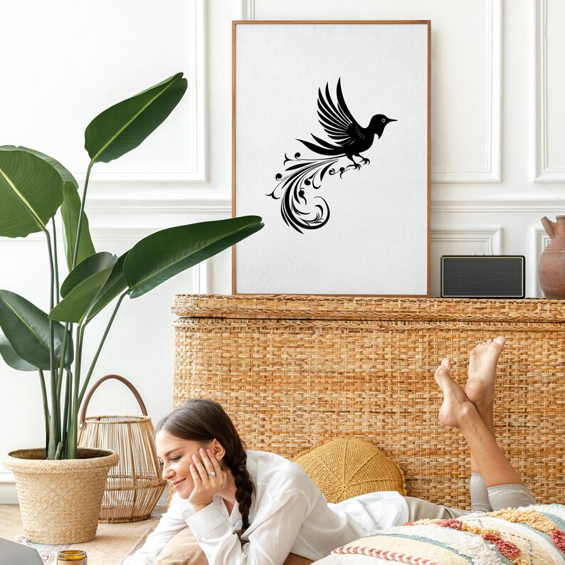 Fancy Bird Silhouette Bird SVG Pdf Dxf Png Bird Clipart - Etsy