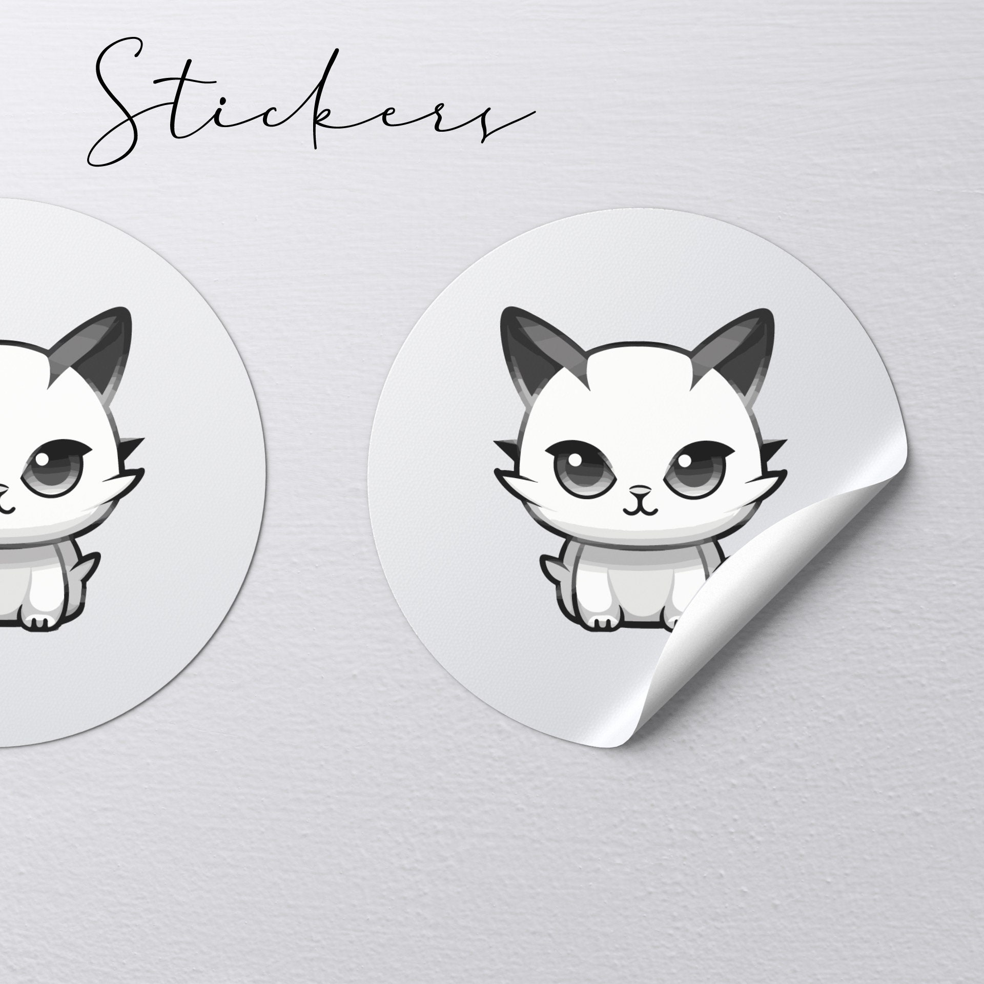 Cute Chibi Cat Silhouette Baby Kawaii Cat Illustration SVG - Etsy