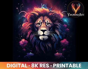 Lion Portrait Poster Color Painting T-shirt and Hoodie Digital - Etsy