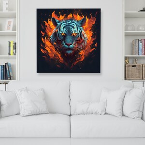 Tiger Fire Portrait Poster Color Painting T-shirt and Hoodie Digital ...