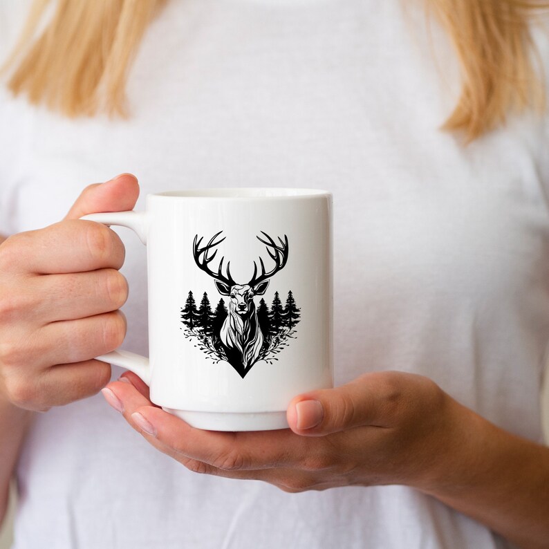 Deer With Antlers Head Silhouette, Laser Cut Stag Shape SVG, Pdf, Dxf ...