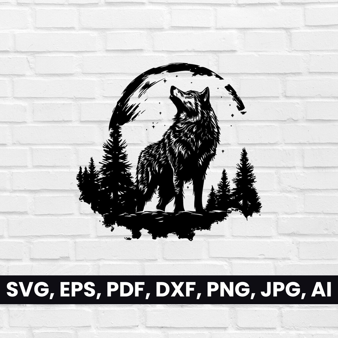 Howling Wolf Silhouette Wolf SVG Pdf Dxf Png Wolf - Etsy