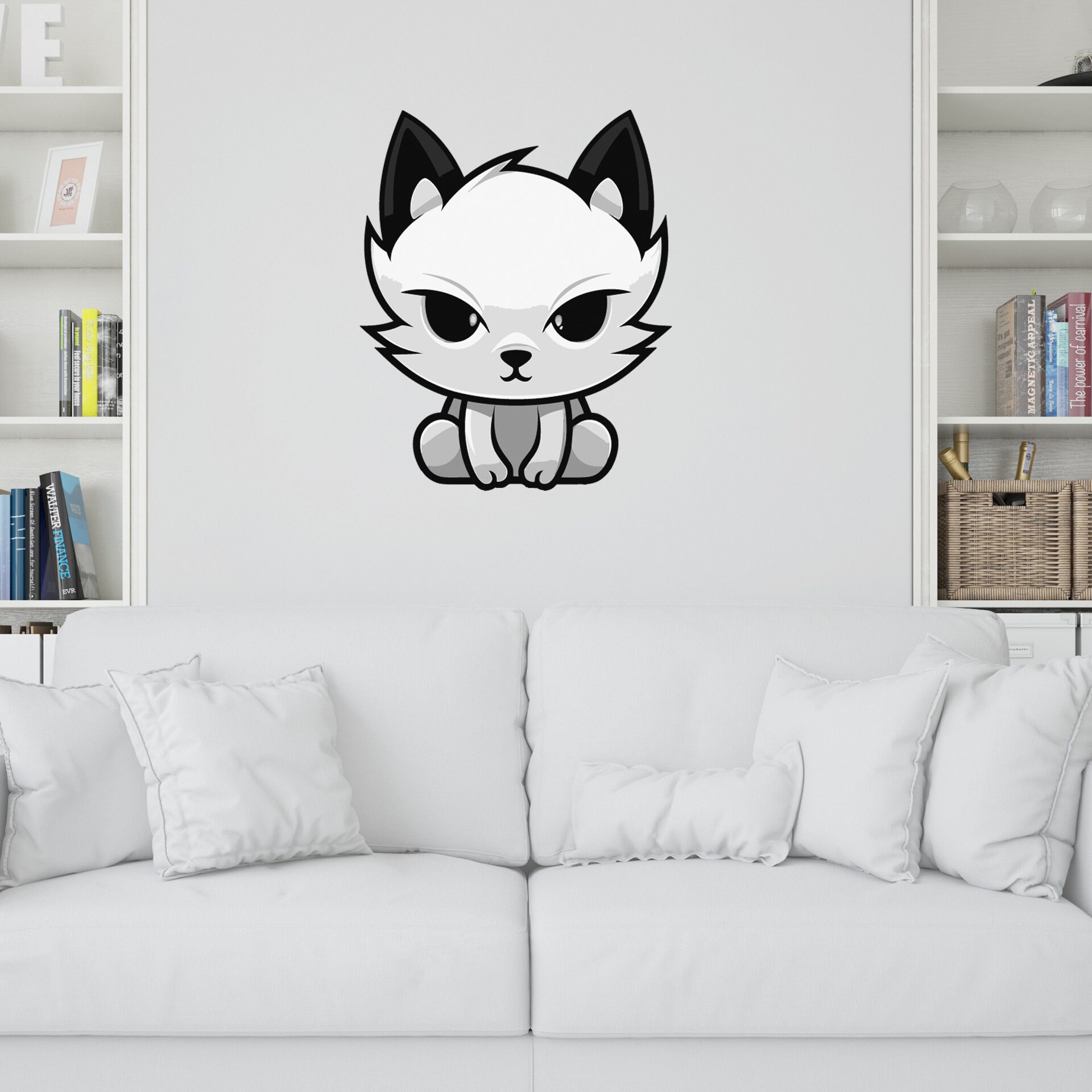 Cute Chibi Cat Silhouette, Baby Kawaii Cat Illustration, SVG, Pdf, Dxf ...