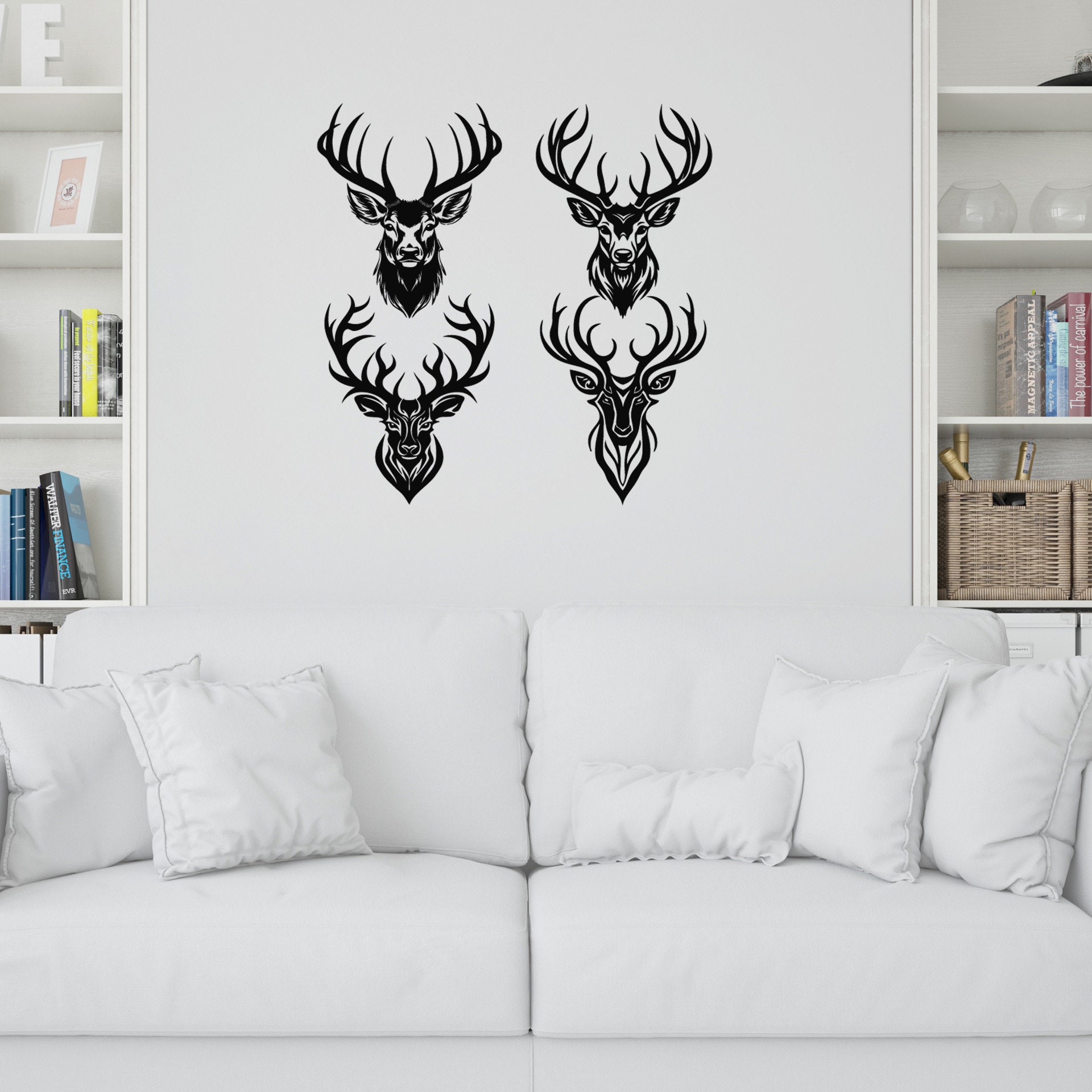 Deer Bundle Silhouette Pack, Deer Head With Antlers Shape SVG, Pdf, Dxf ...