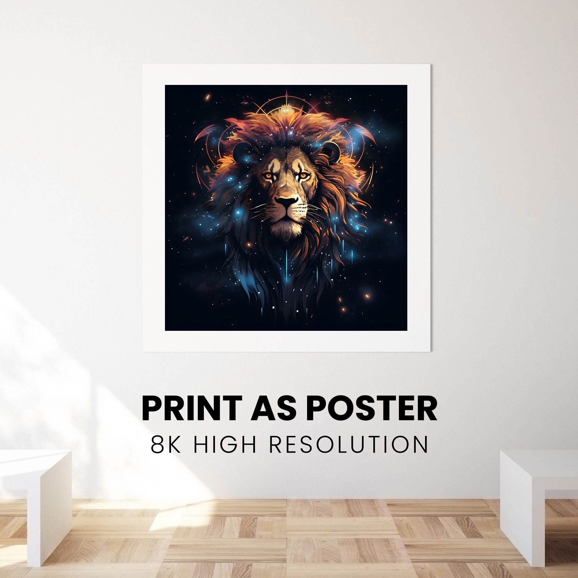 Lion Portrait Poster Color Painting T-shirt and Hoodie Digital - Etsy