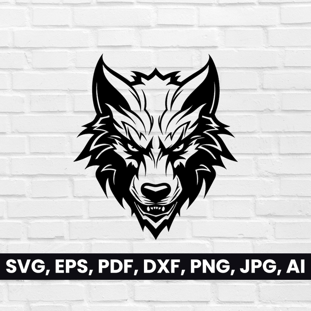 Wolf Head Silhouette, Wolf Face SVG, Pdf, Dxf, Png, Wolf Clipart, Wolf ...