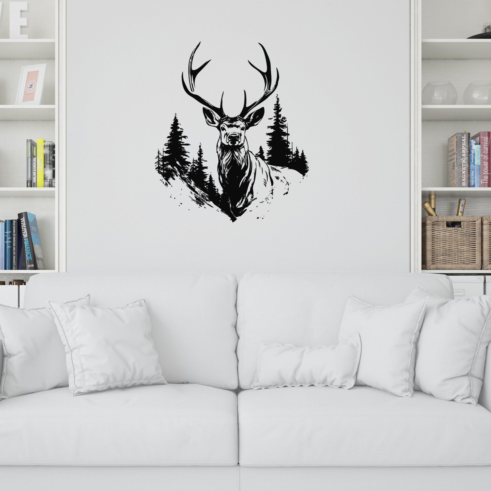 Deer With Antlers Head Silhouette, Laser Cut Stag Shape SVG, Pdf, Dxf ...