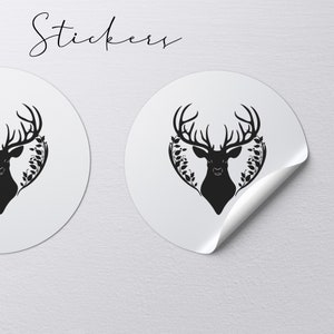 Deer With Antlers Head Silhouette, Floral Heart Laser Cut Stag Shape ...