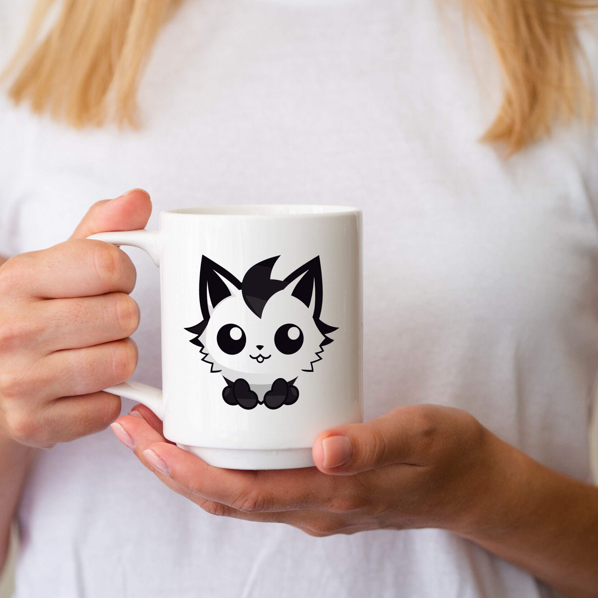 Cute Chibi Cat Silhouette Baby Kawaii Cat Illustration SVG - Etsy