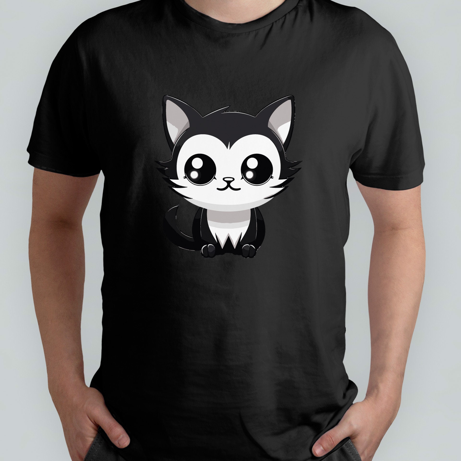 Cute Chibi Cat Silhouette Baby Kawaii Cat Illustration SVG - Etsy