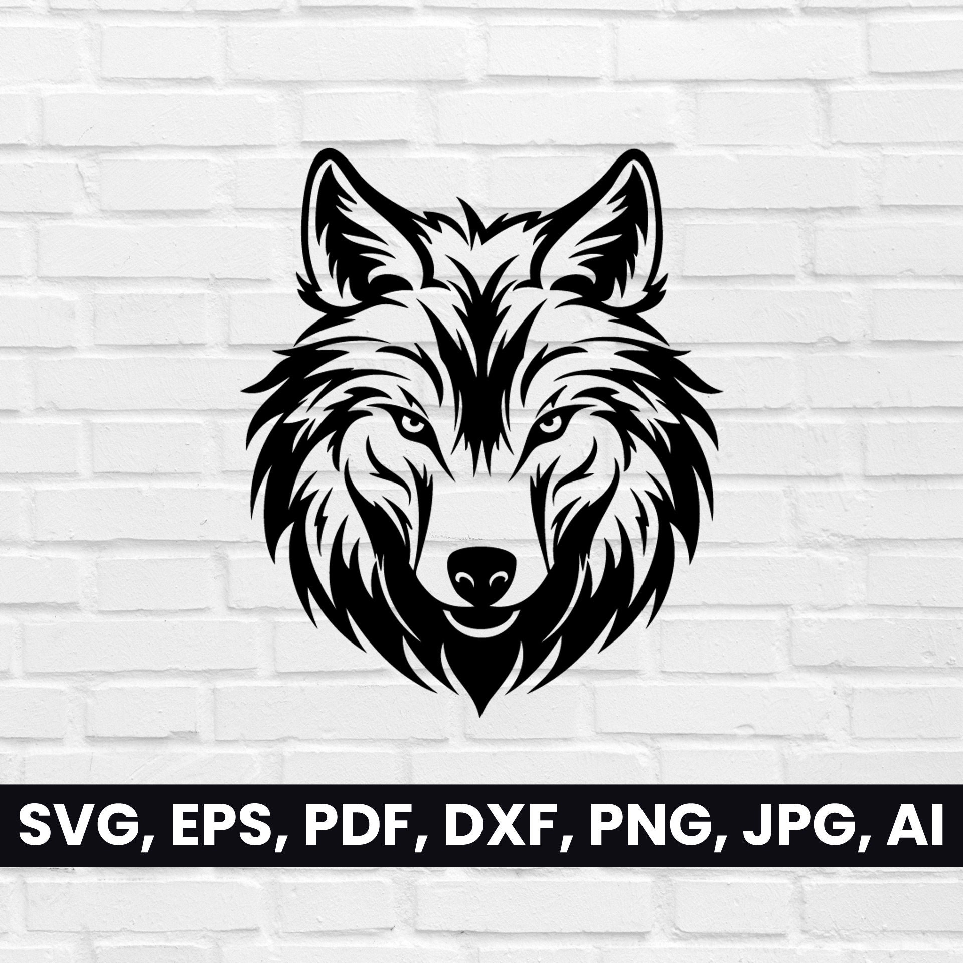 Wolf Head Silhouette, Wolf Face SVG, Pdf, Dxf, Png, Wolf Clipart, Wolf ...