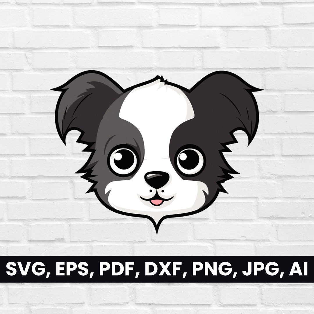 Cute Chibi Dog Head Face, Baby Kawaii Puppy Illustration, SVG, Pdf, Dxf ...
