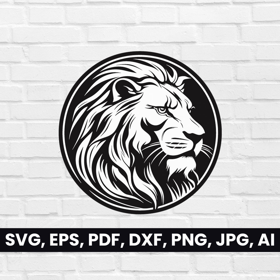 Silueta de cara de león, León SVG, Pdf, Dxf, Png, León Clipart ...