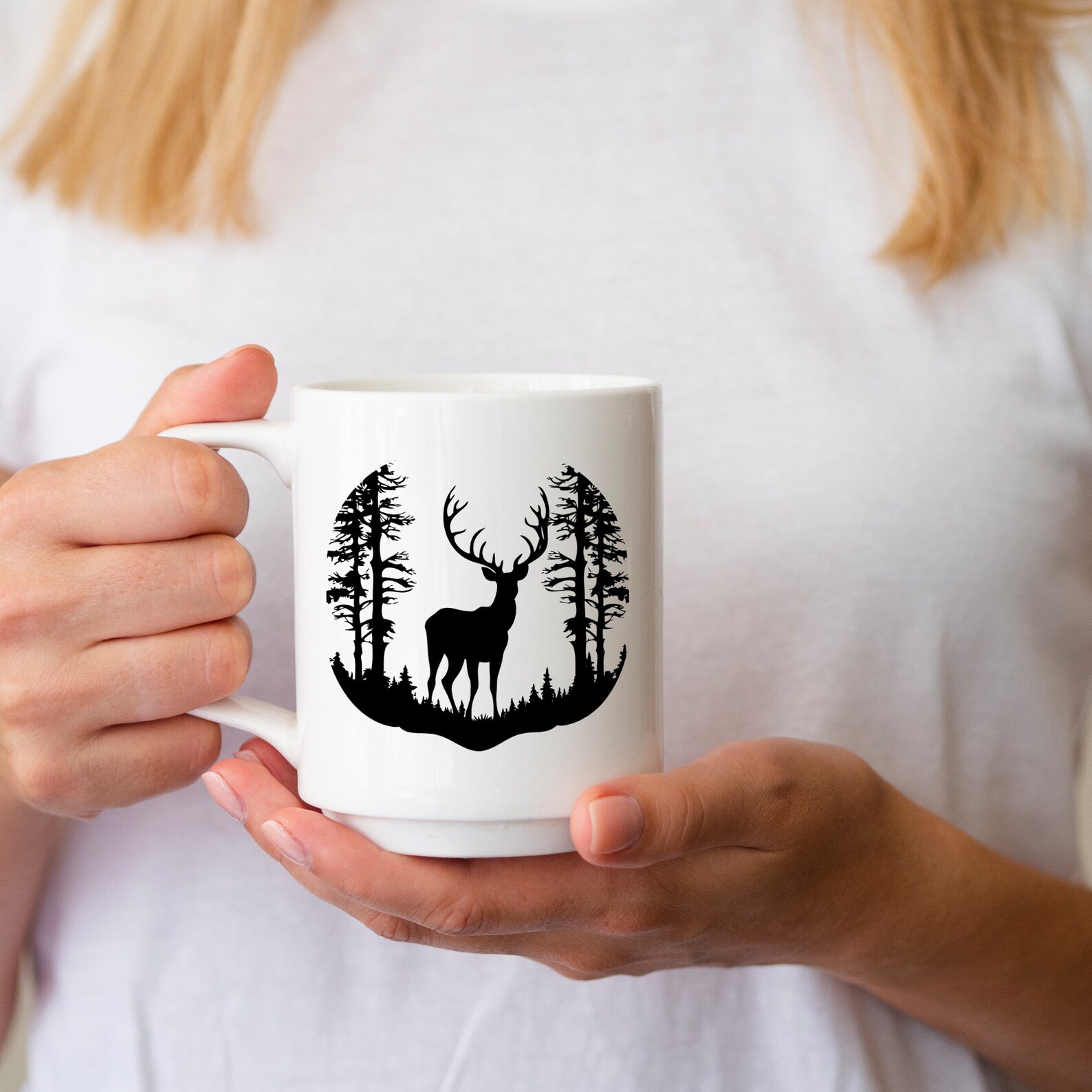 Deer Forest Silhouette, Stag Shape SVG, Pdf, Dxf, Png, Deer Clipart ...