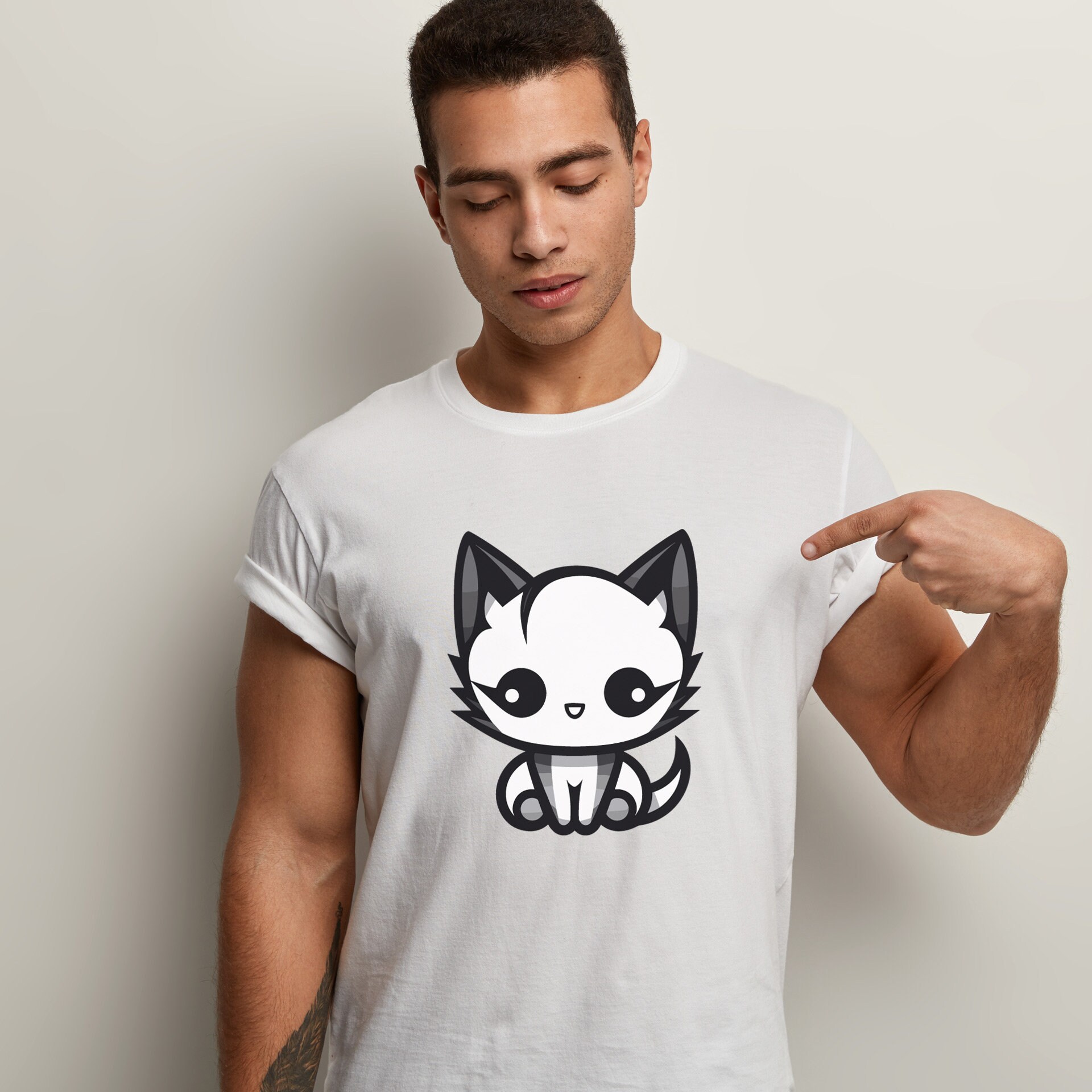 Cute Chibi Cat Silhouette, Baby Kawaii Cat Illustration, SVG, Pdf, Dxf ...