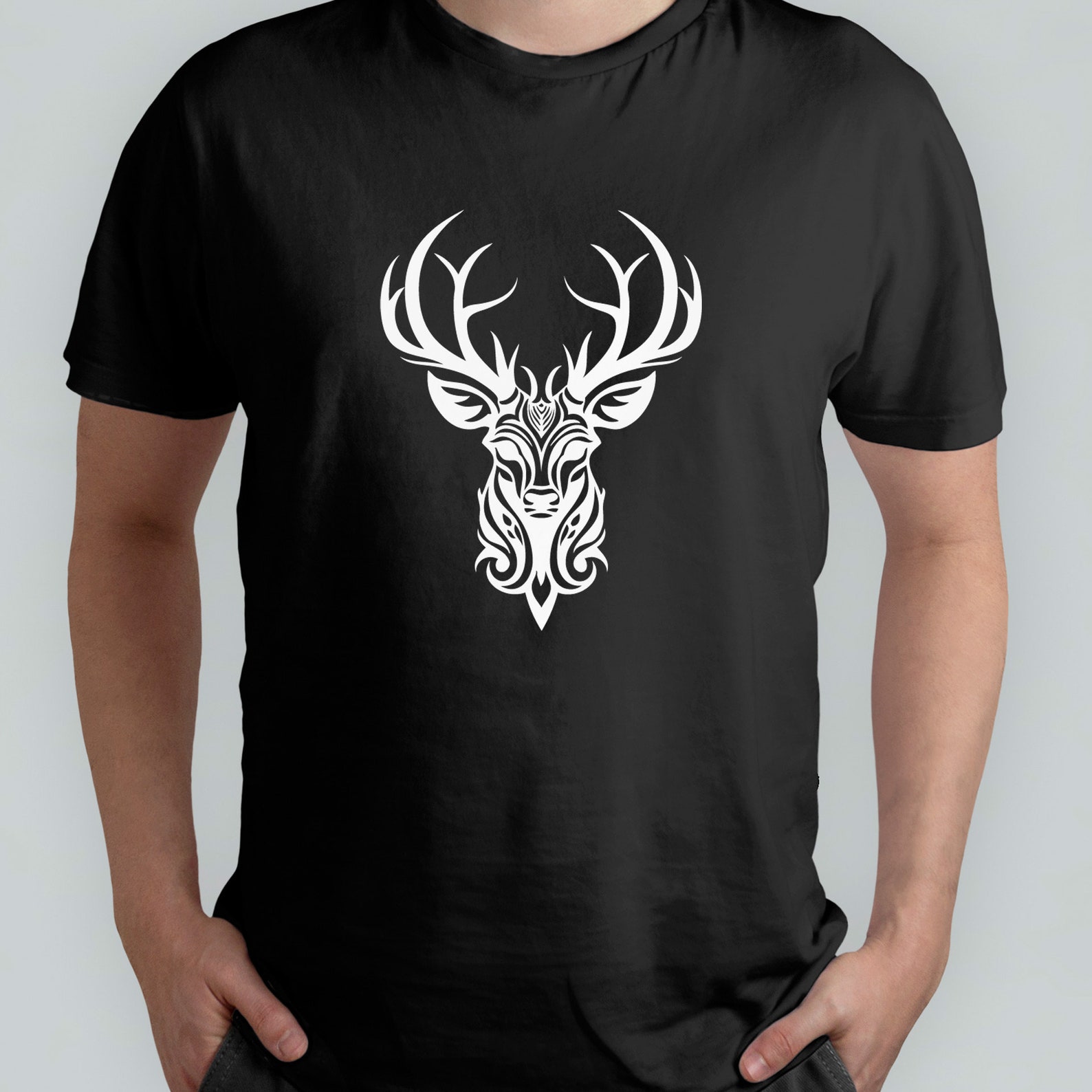 Deer Head Silhouette, Stag Shape SVG, Pdf, Dxf, Png, Deer With Antlers ...