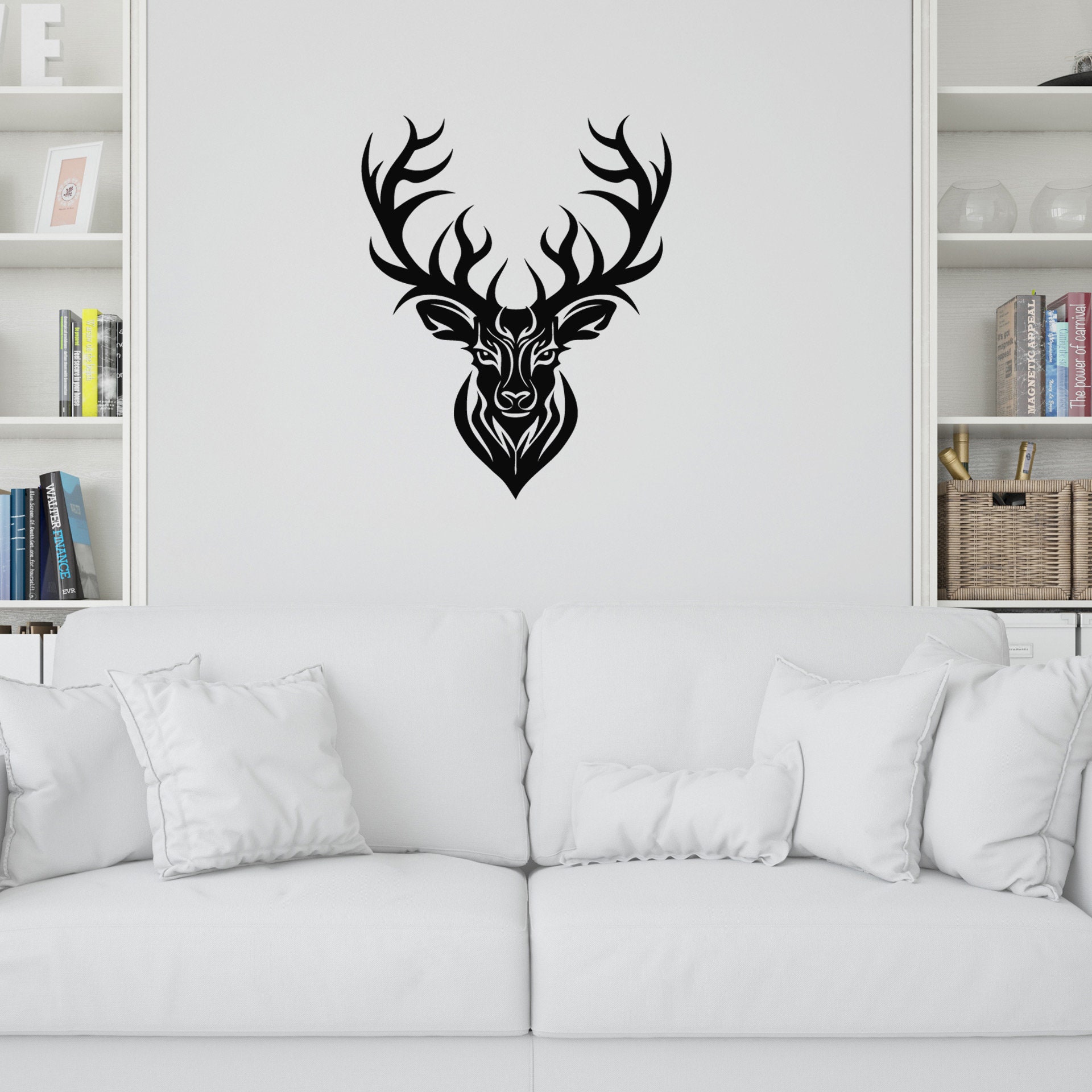 Deer Head Silhouette, Stag Shape SVG, Pdf, Dxf, Png, Deer With Antlers ...