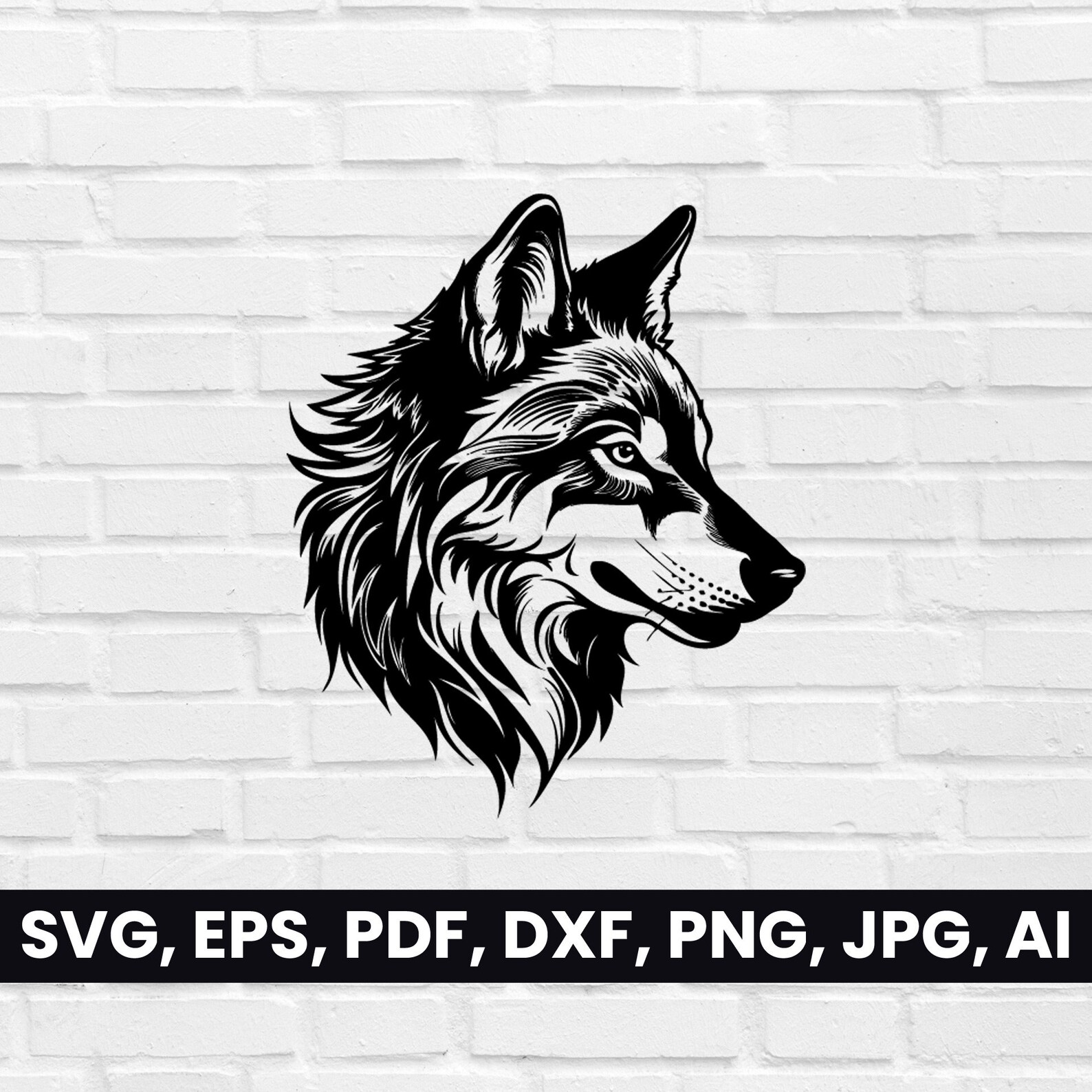 Wolf Head Silhouette, Wolf Face SVG, Pdf, Dxf, Png, Wolf Clipart, Wolf ...
