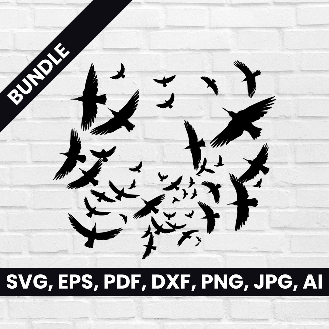 Birds Flying Silhouette, Bird SVG, Pdf, Dxf, Png, Soaring Birds Clipart ...