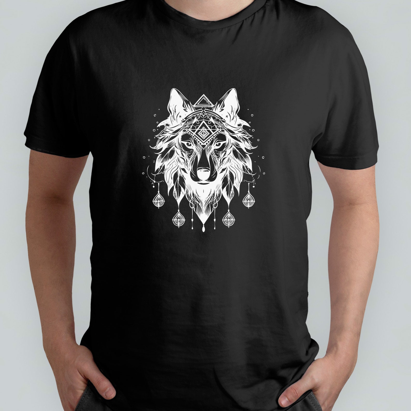 Wolf Face Shaman Silhouette SVG Pdf Dxf Png Wolf Clipart - Etsy