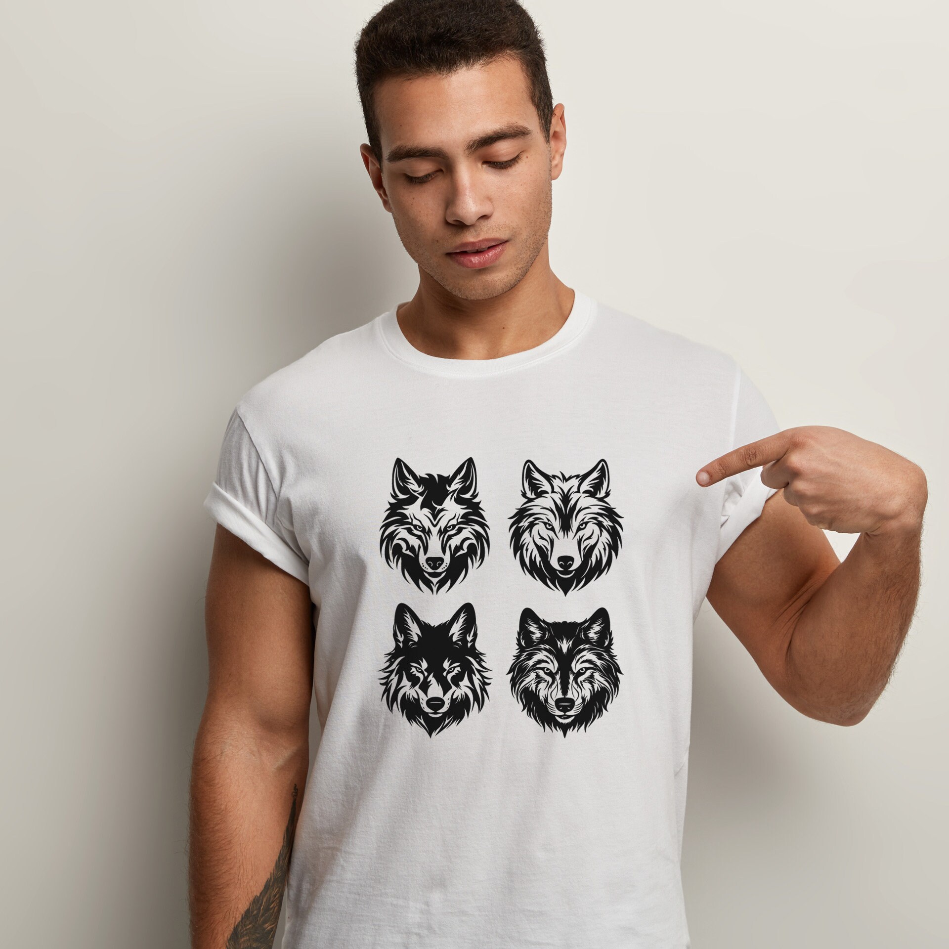 Wolf Head Bundle Silhouette Pack Wolf Face SVG Pdf Dxf - Etsy