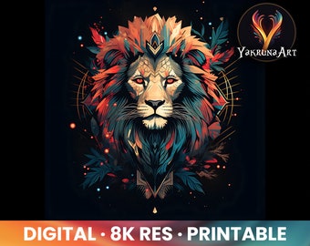 Lion Portrait Poster Color Painting T-shirt and Hoodie Digital - Etsy