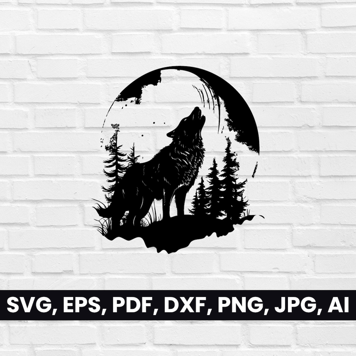 Howling Wolf Silhouette Wolf SVG Pdf Dxf Png Wolf - Etsy