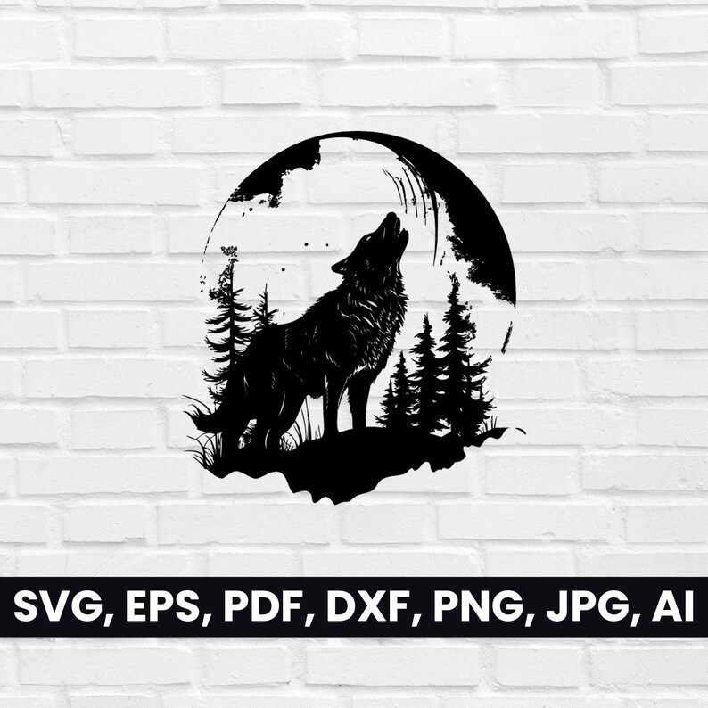 Howling Wolf Silhouette, Wolf SVG, Pdf, Dxf, Png, Wolf Clipart, Wolf ...