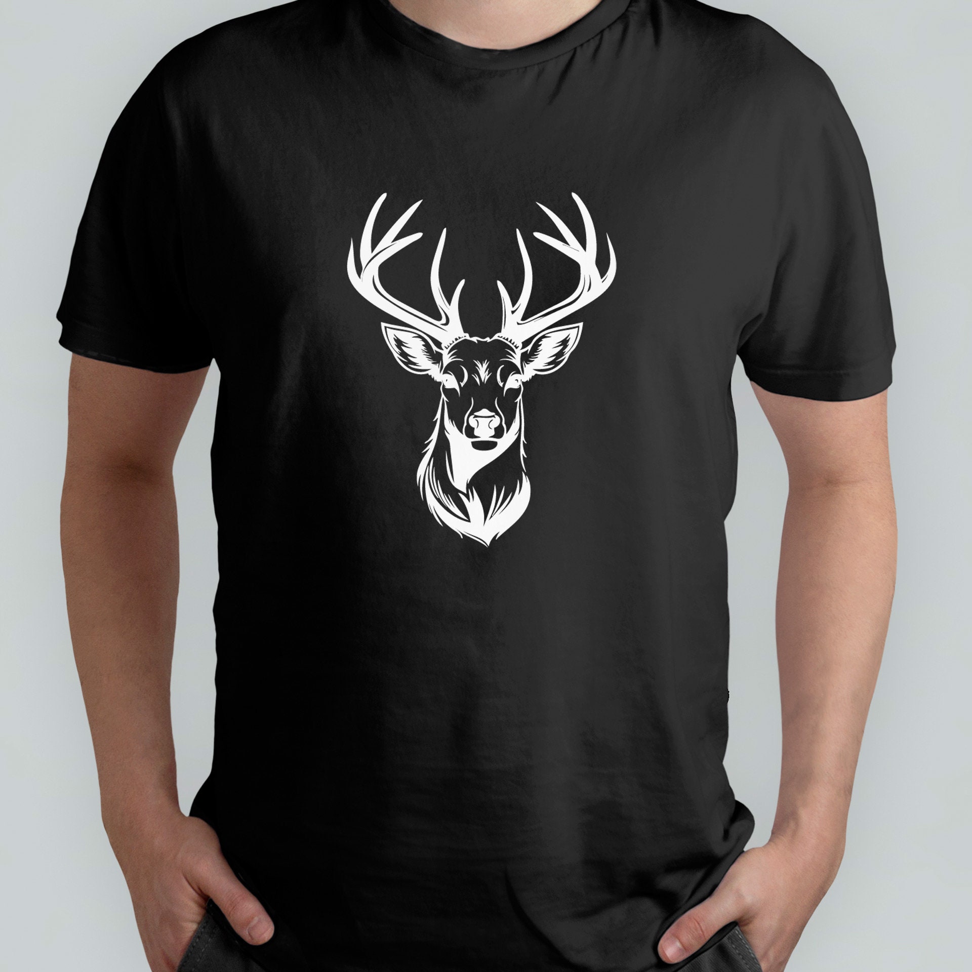Deer With Antlers Head Silhouette Laser Cut Stag Shape SVG - Etsy