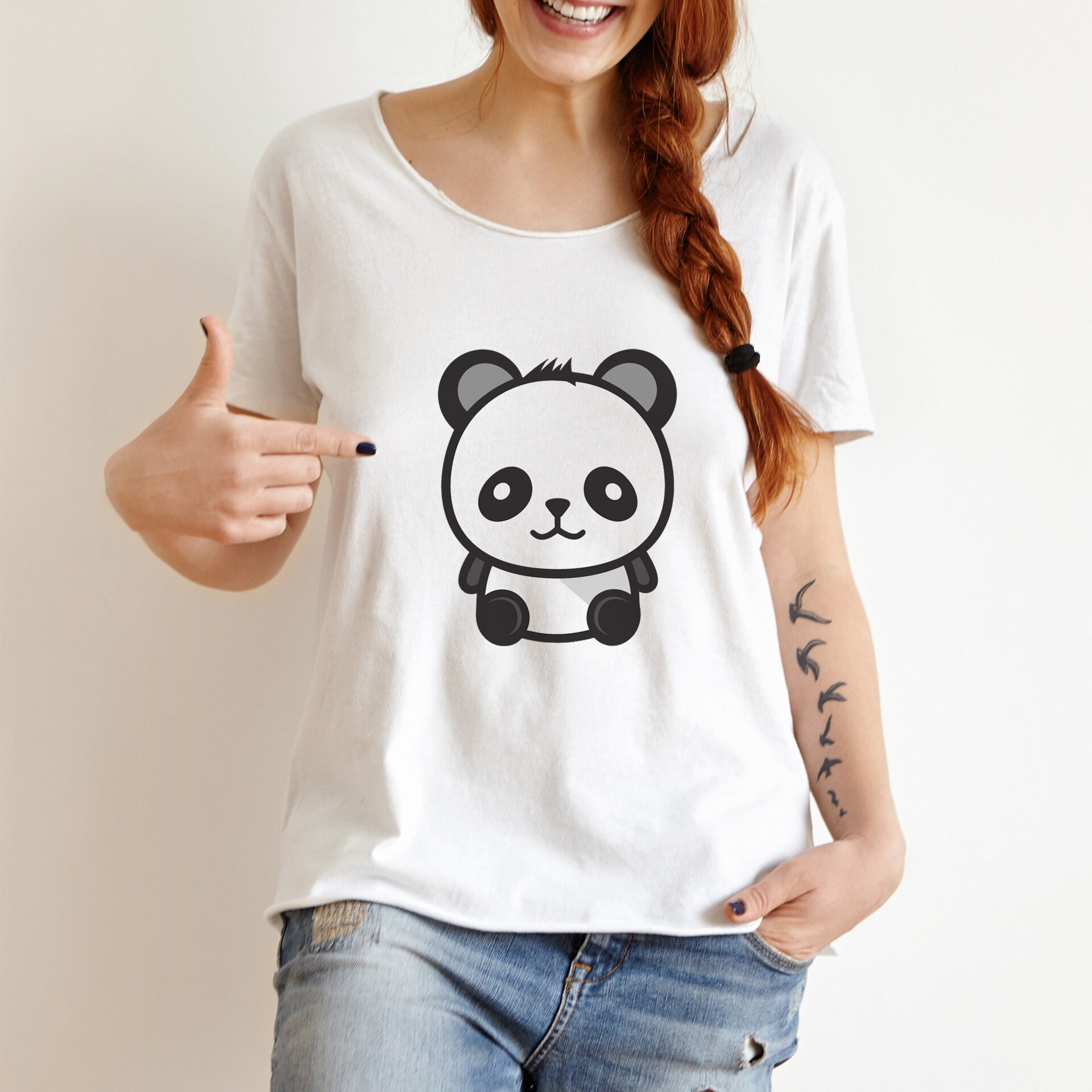 Cute Chibi Panda Silhouette, Baby Kawaii Panda Illustration, SVG, Pdf ...