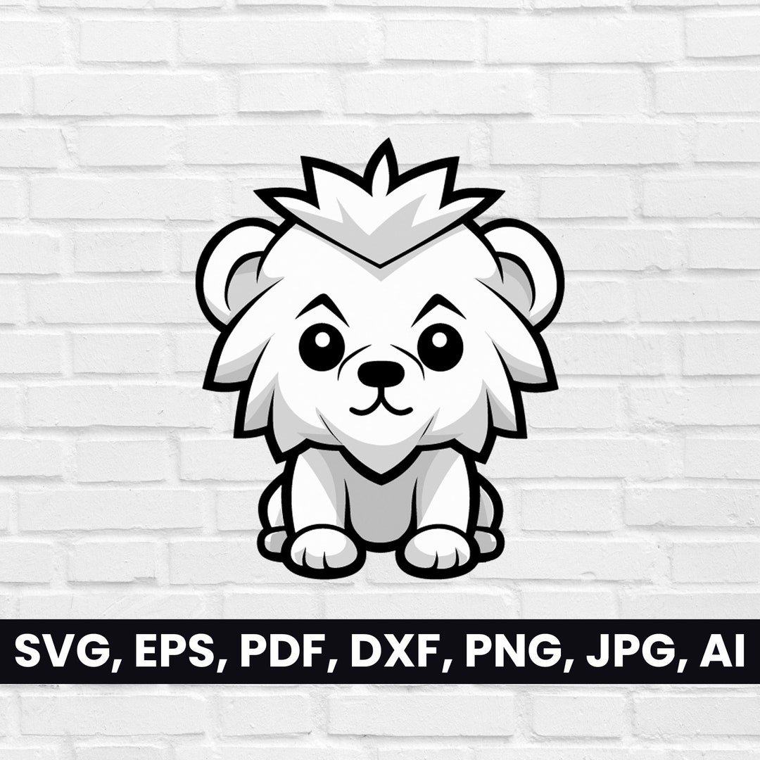 Cute Chibi Lion Silhouette, Baby Lion Kawaii Illustration, SVG, Pdf ...