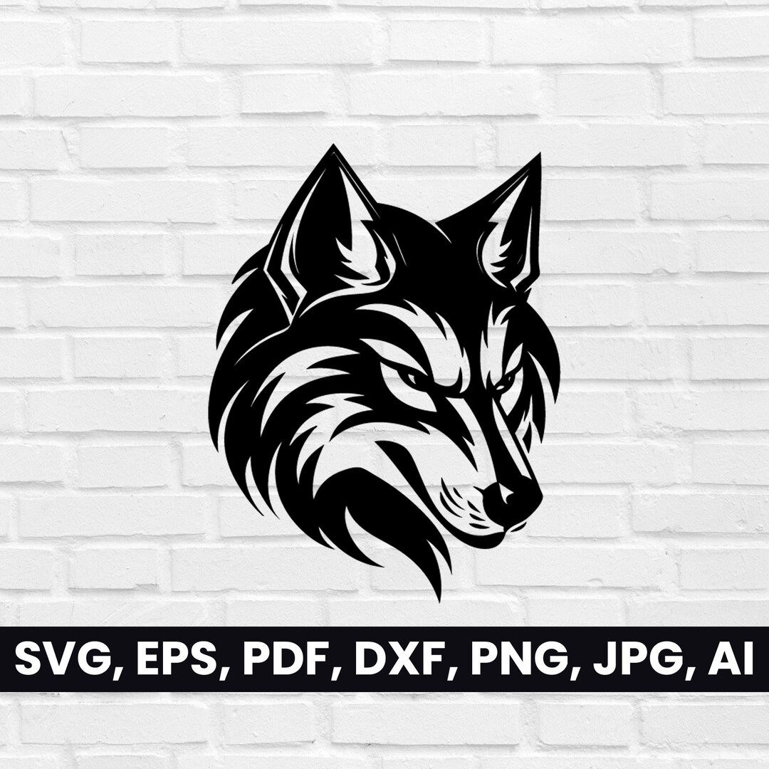 Silueta de cabeza de lobo, cara de lobo SVG, Pdf, Dxf, Png, imágenes ...