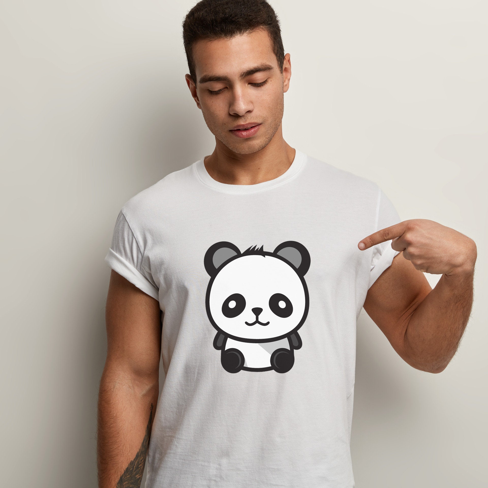 Cute Chibi Panda Silhouette, Baby Kawaii Panda Illustration, SVG, Pdf ...