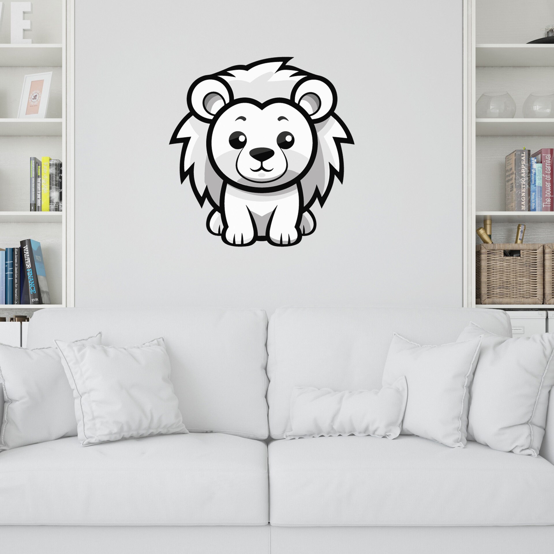 Cute Chibi Lion Silhouette, Baby Lion Kawaii Illustration, SVG, Pdf ...