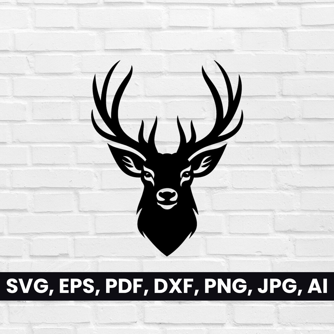 Deer Head Silhouette Stag Shape SVG Pdf Dxf Png Deer With - Etsy