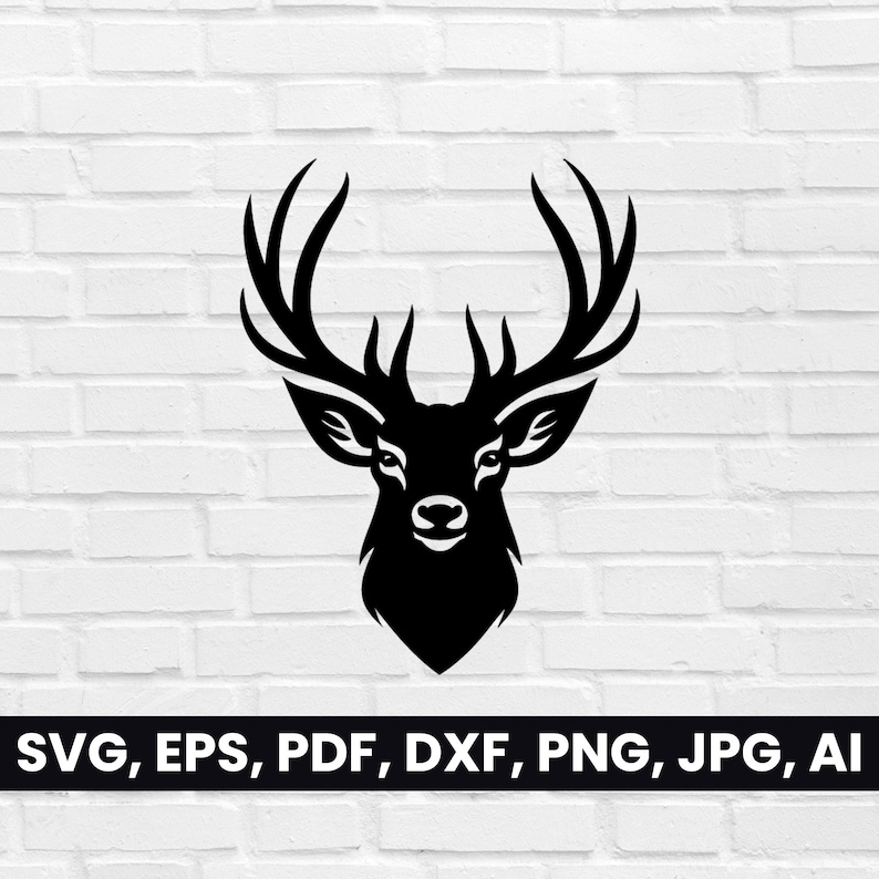 Deer Head Silhouette Stag Shape SVG Pdf Dxf Png Deer With - Etsy