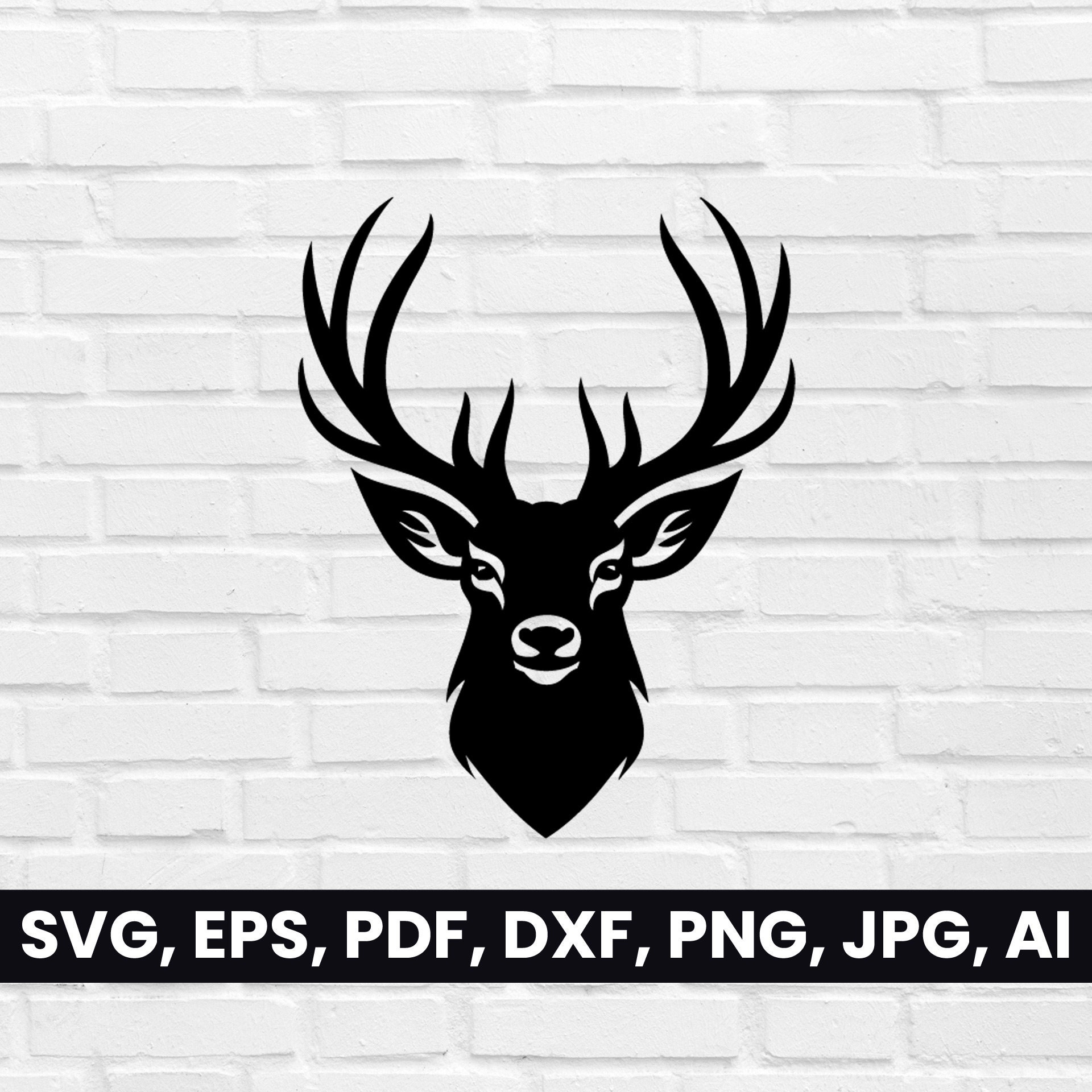 Deer Head Silhouette Stag Shape SVG Pdf Dxf Png Deer With - Etsy