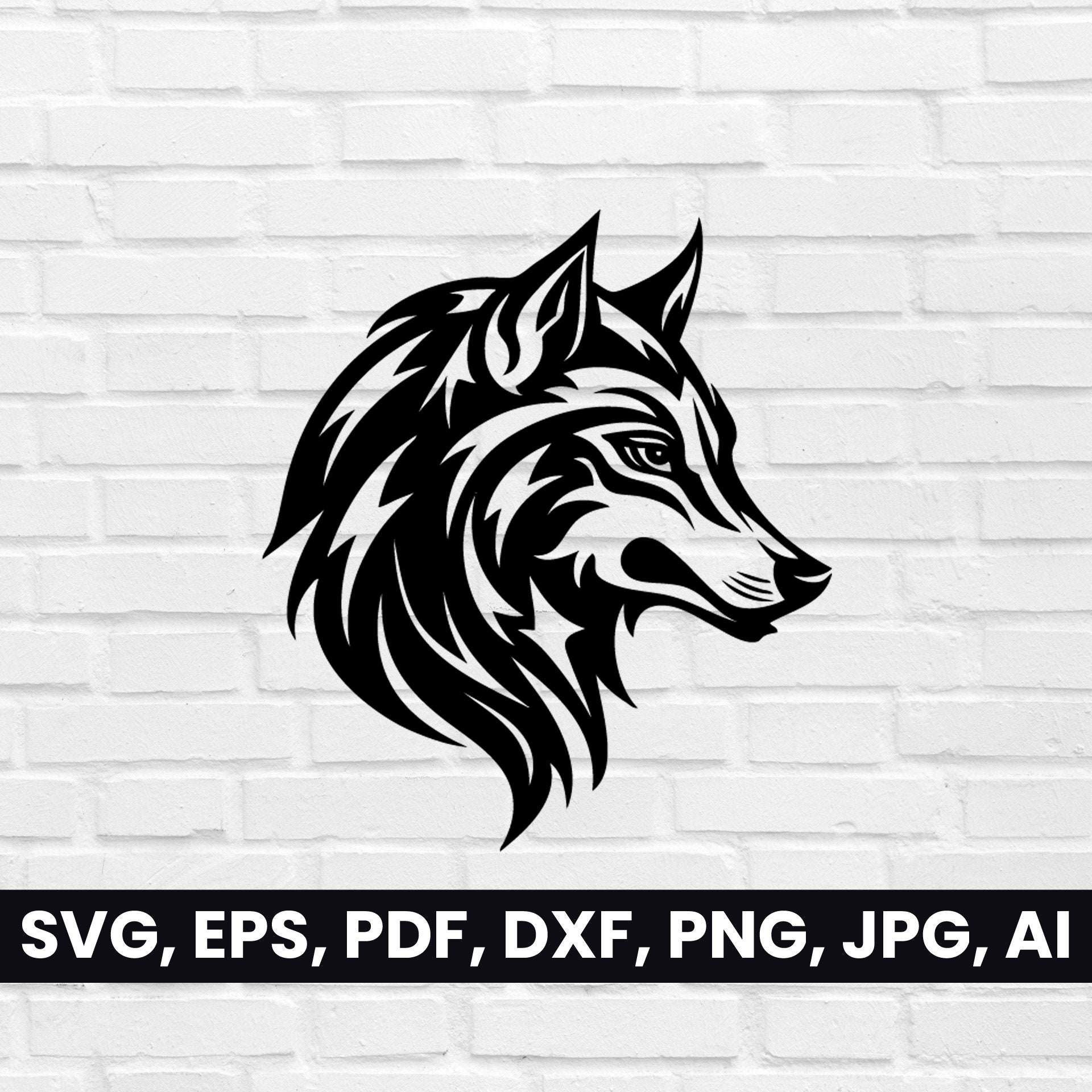Wolf Head Silhouette, Wolf Face SVG, Pdf, Dxf, Png, Wolf Clipart, Wolf ...