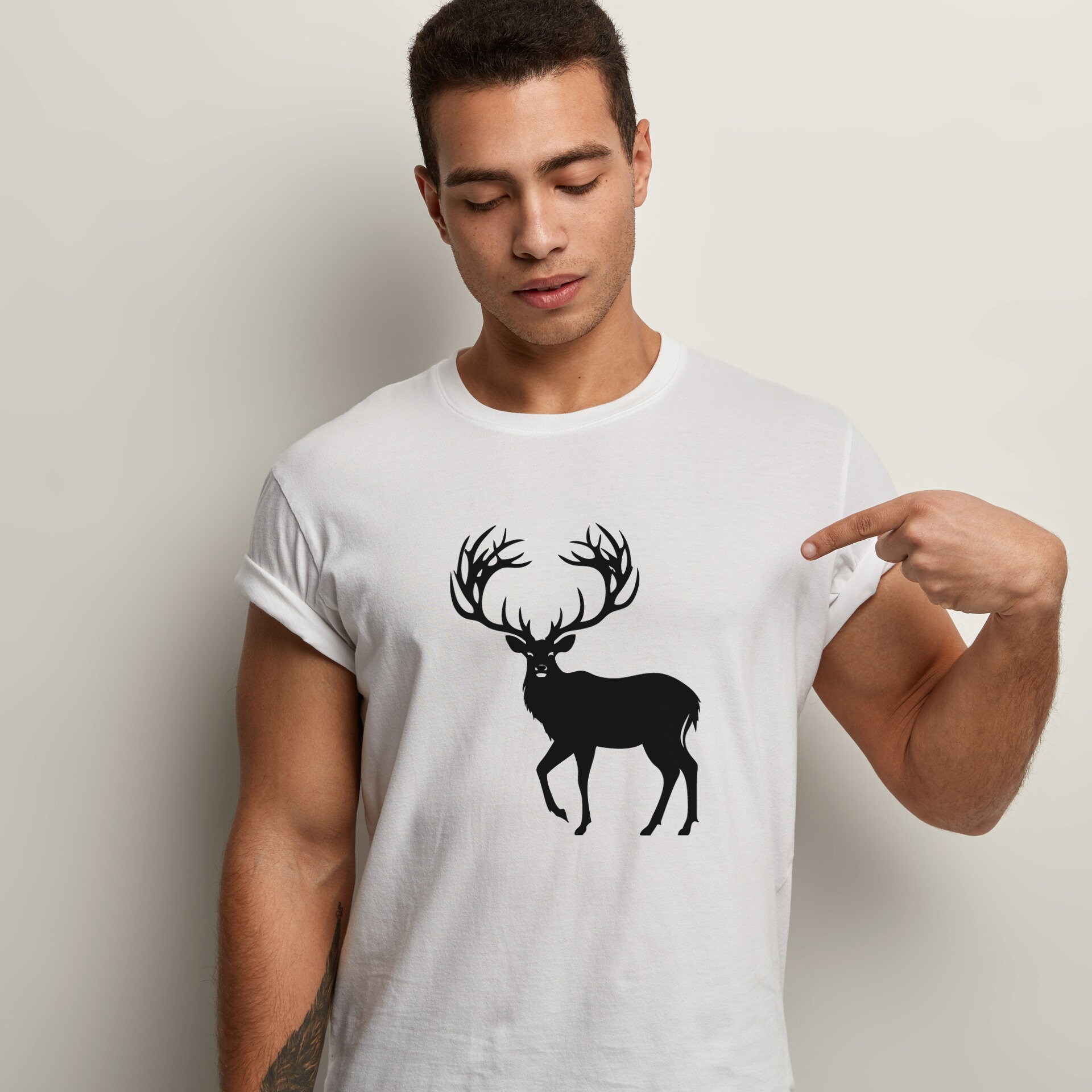 Deer Silhouette Body With Antlers Laser Cut Stag Shape SVG - Etsy