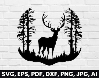 Deer With Antlers Head Silhouette Floral Heart Laser Cut Stag - Etsy