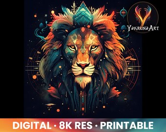 Lion Portrait Poster Color Painting T-shirt and Hoodie Digital - Etsy