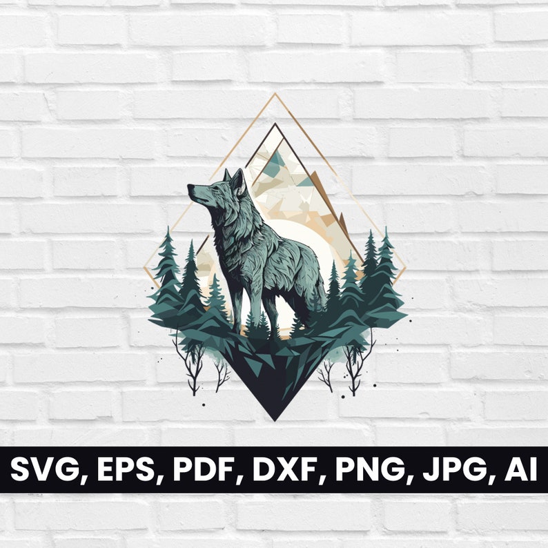 Howling Wolf in Forest Silhouette, Color Wolf Vector Illustration, SVG ...